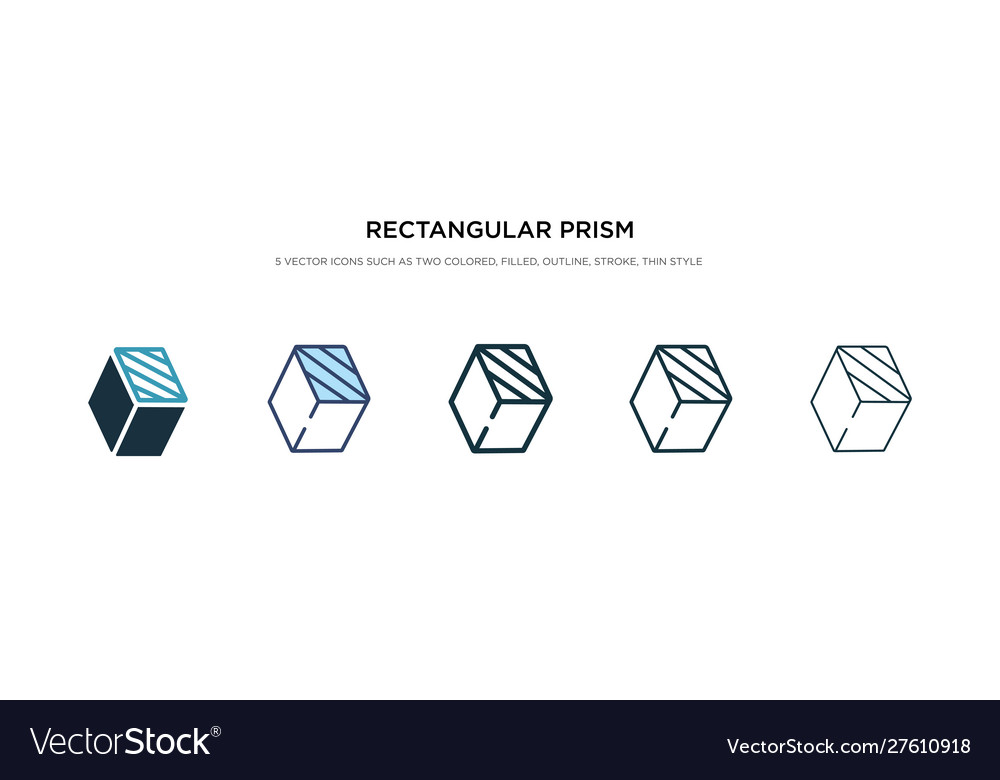 Rectangular prism icon in different style two Vector Image