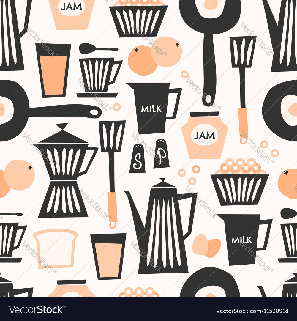 Seamless breakfast pattern Royalty Free Vector Image