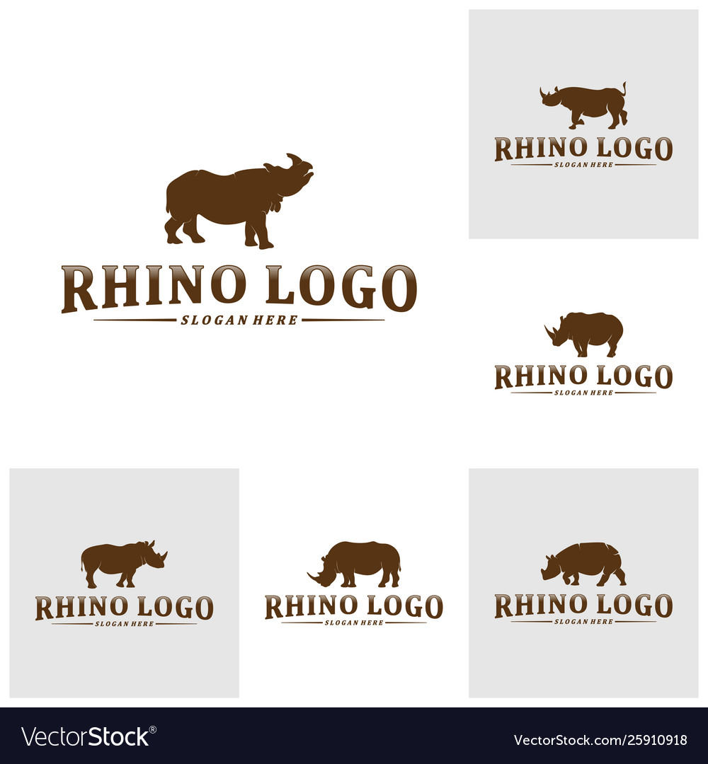 Set rhino logo design template Royalty Free Vector Image