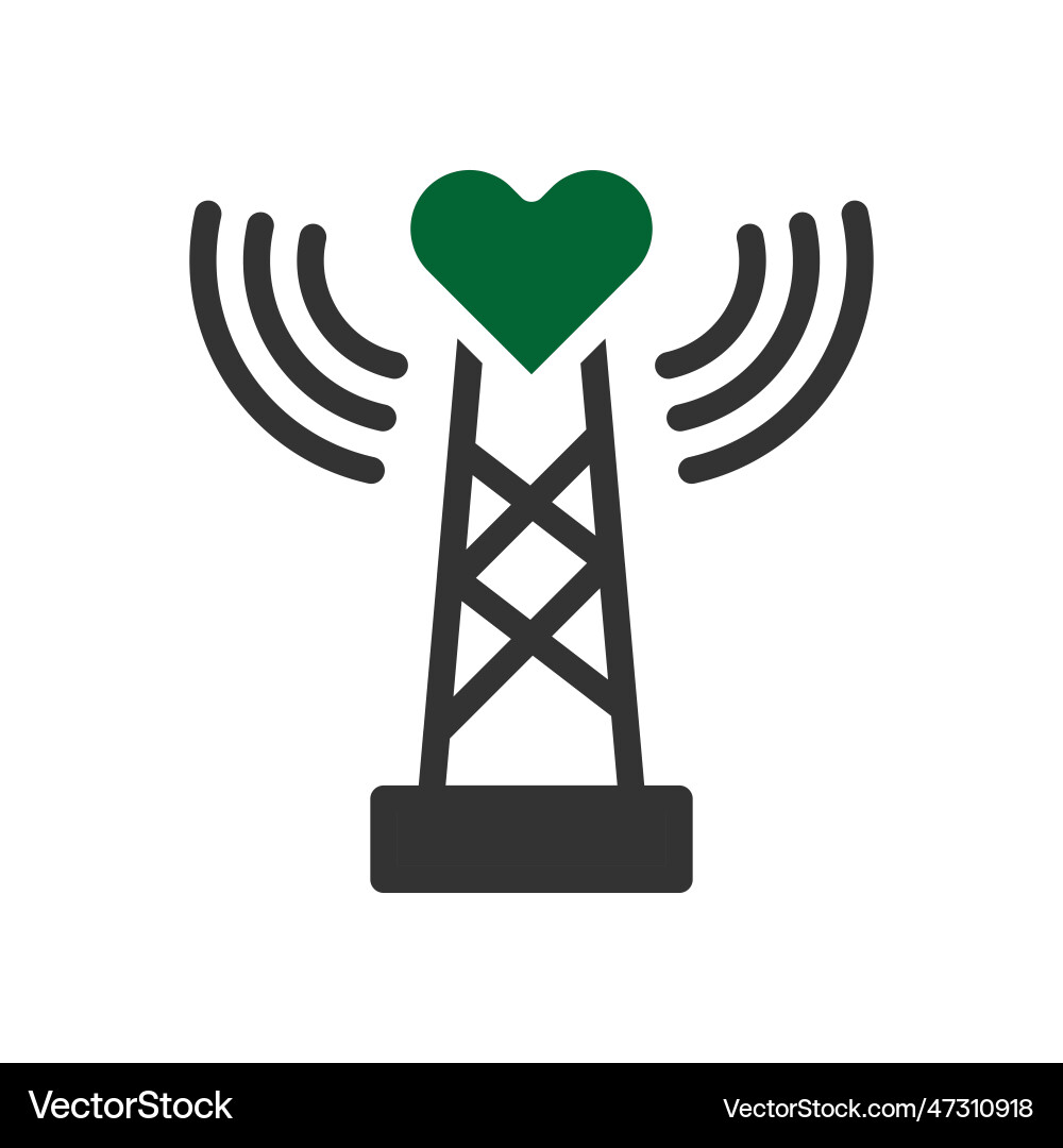 Signal love icon solid grey green style valentine Vector Image
