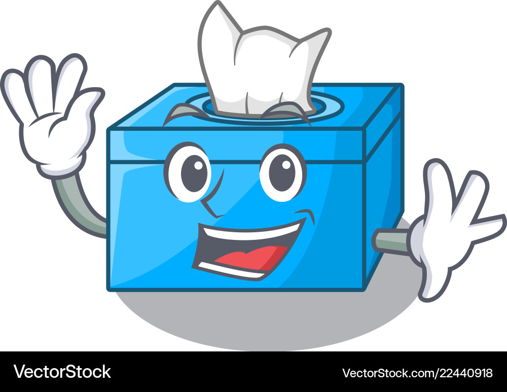 Waving cartoon tissue box in restaurant Royalty Free Vector