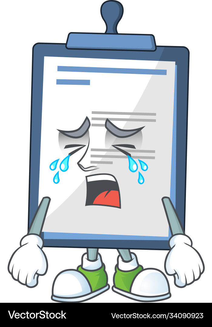 A weeping medical note cartoon character concept Vector Image
