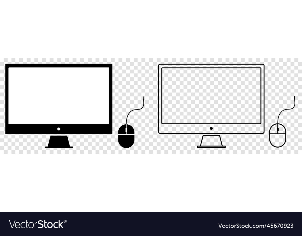 Computer icon set in line and flat style Vector Image