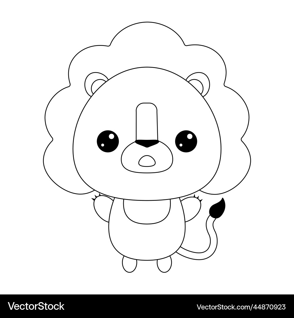 Contour drawing lion on white background drawing Vector Image