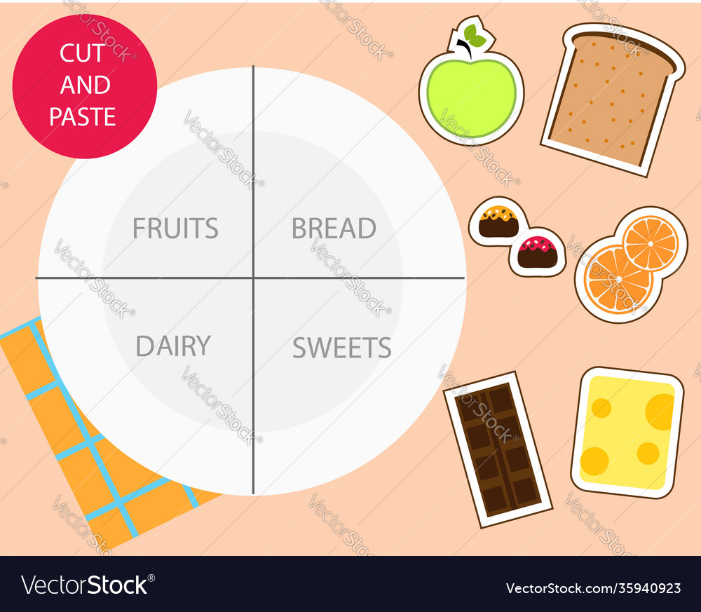 Food sorting educational children game cut Vector Image