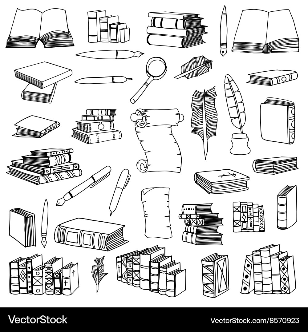 Hand drawn of books Royalty Free Vector Image - VectorStock
