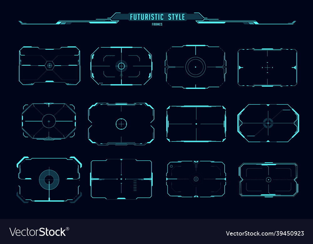 Hud aim control frames sci fi game ui interface Vector Image