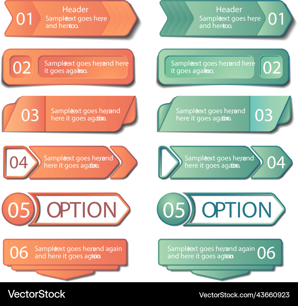 Infographics options and titles banners set Vector Image
