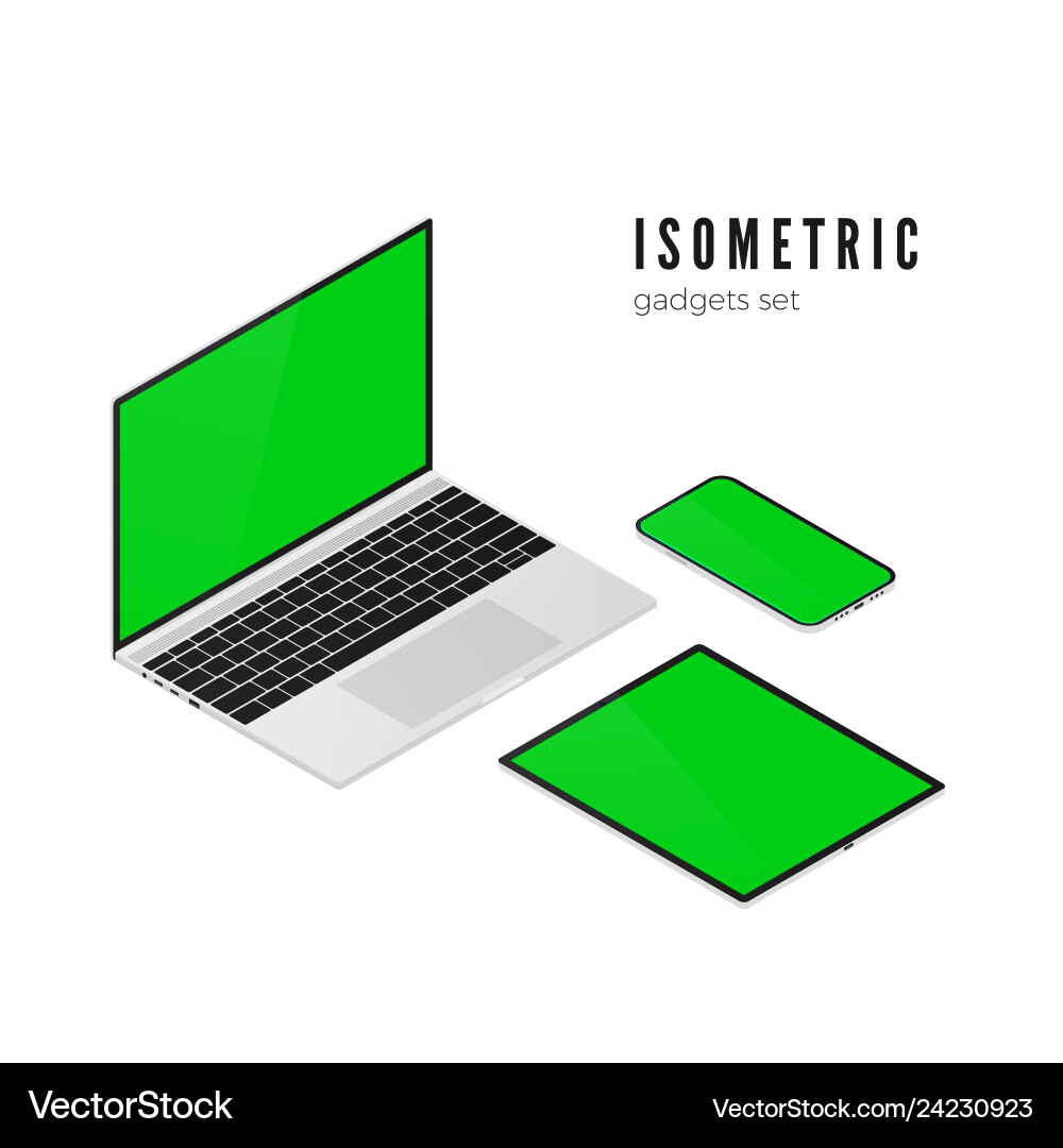 Laptop and mobile phone tablet isometric view Vector Image