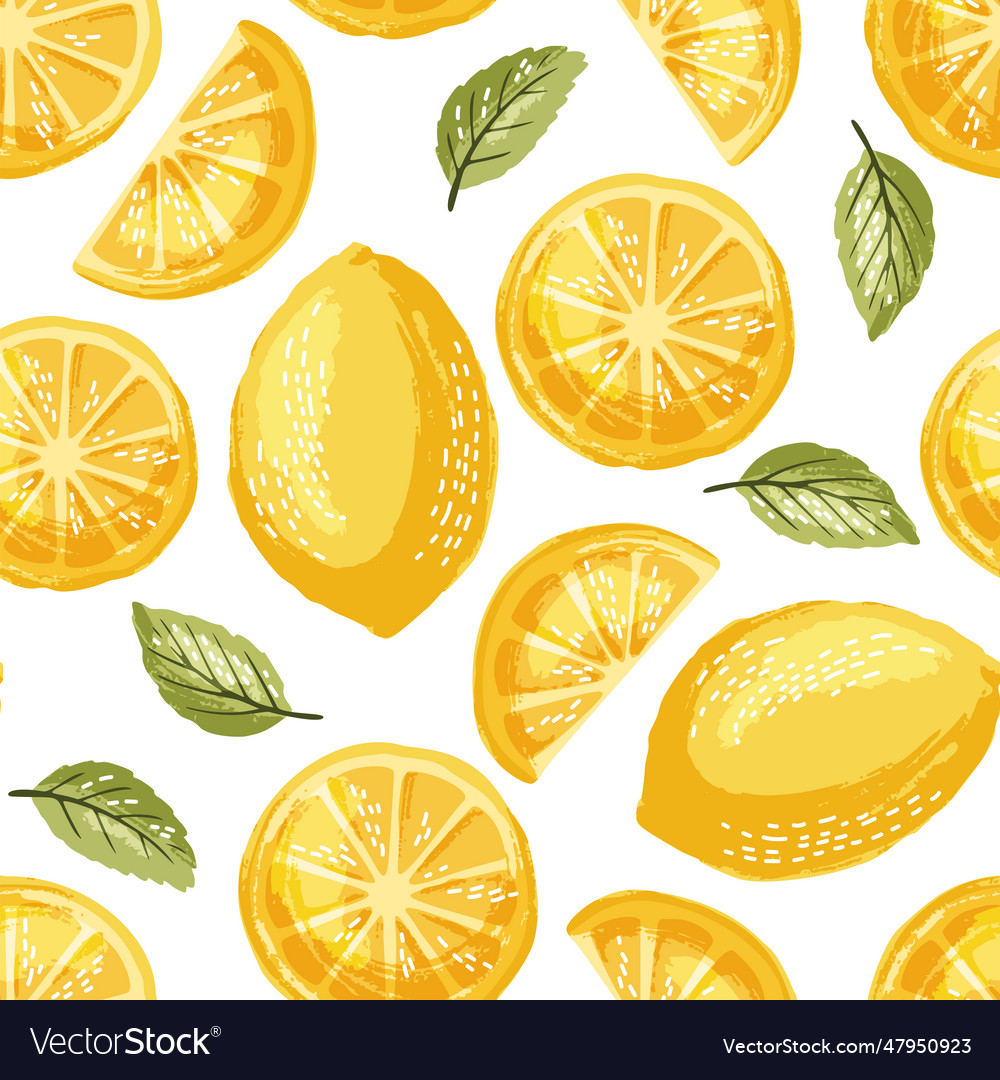 Lemons seamless pattern Royalty Free Vector Image