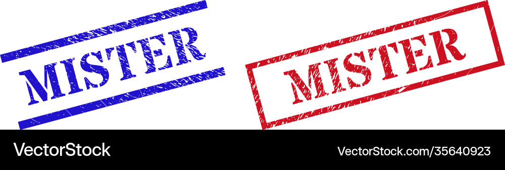 Mister textured scratched stamp seals Royalty Free Vector