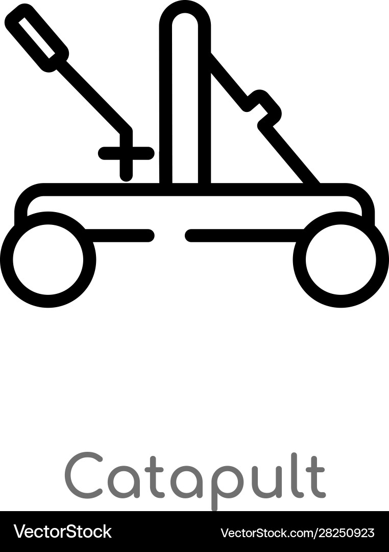 Outline catapult icon isolated black simple line Vector Image