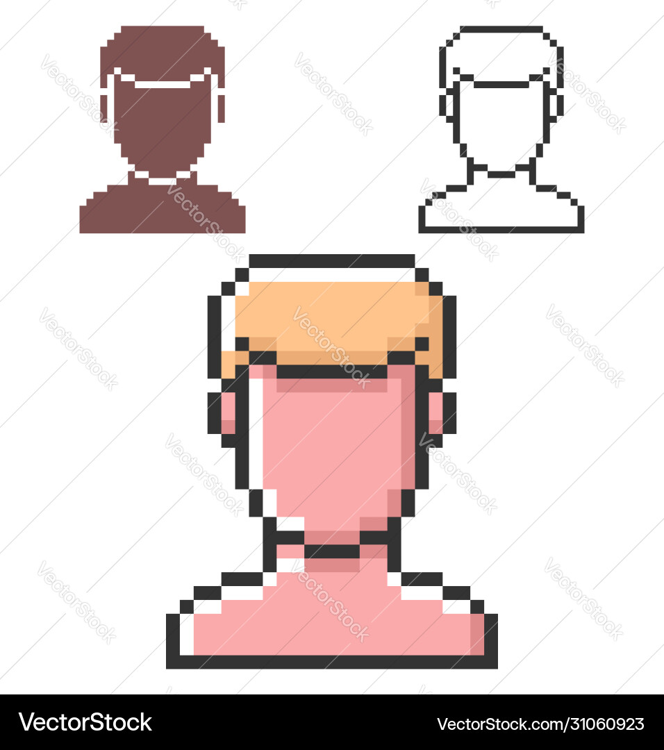 Pixel icon male user picture in three variants Vector Image