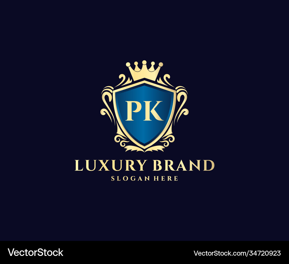 Pk initial letter gold calligraphic feminine Vector Image