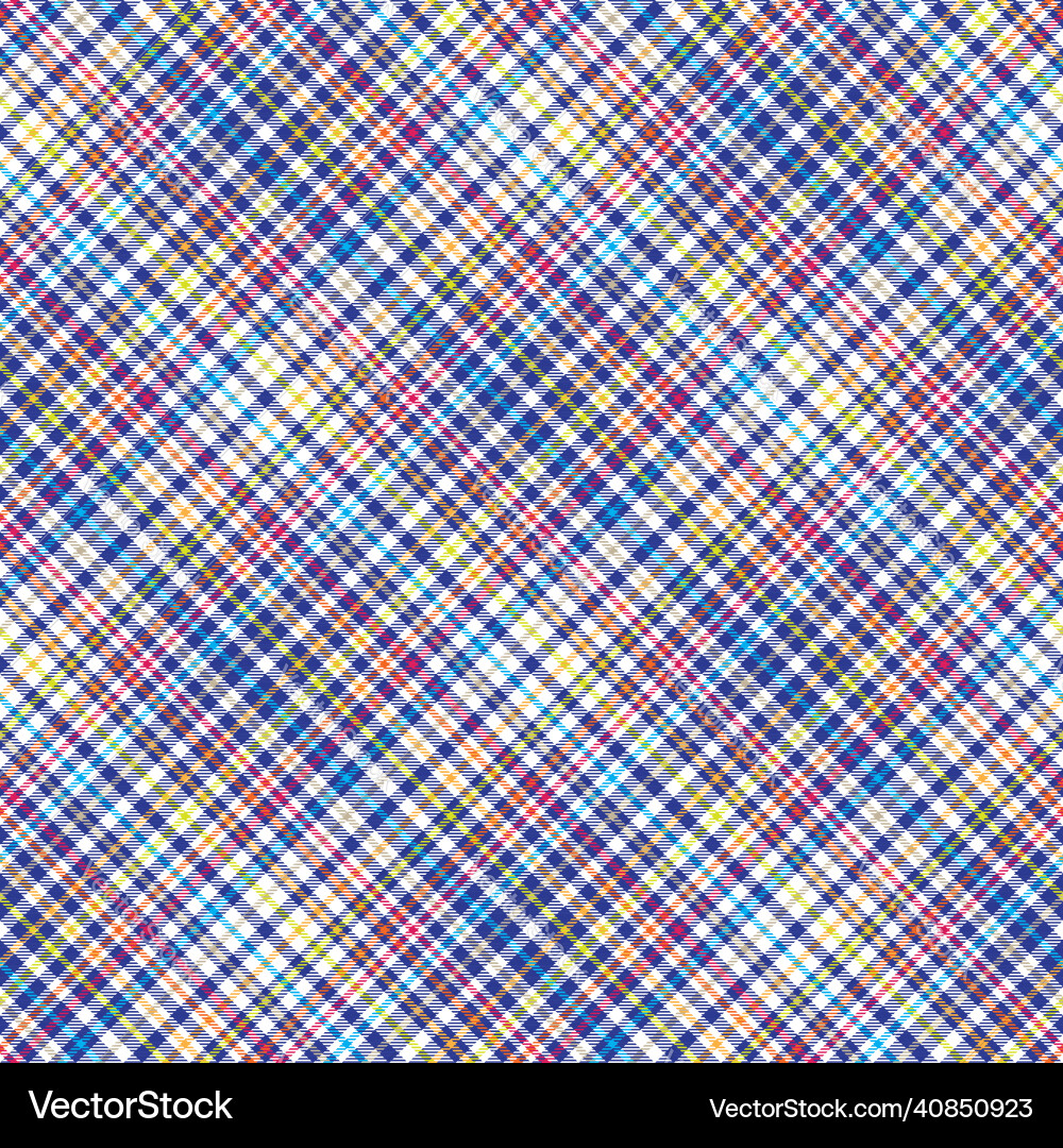 Rainbow diagonal plaid tartan textured seamless Vector Image