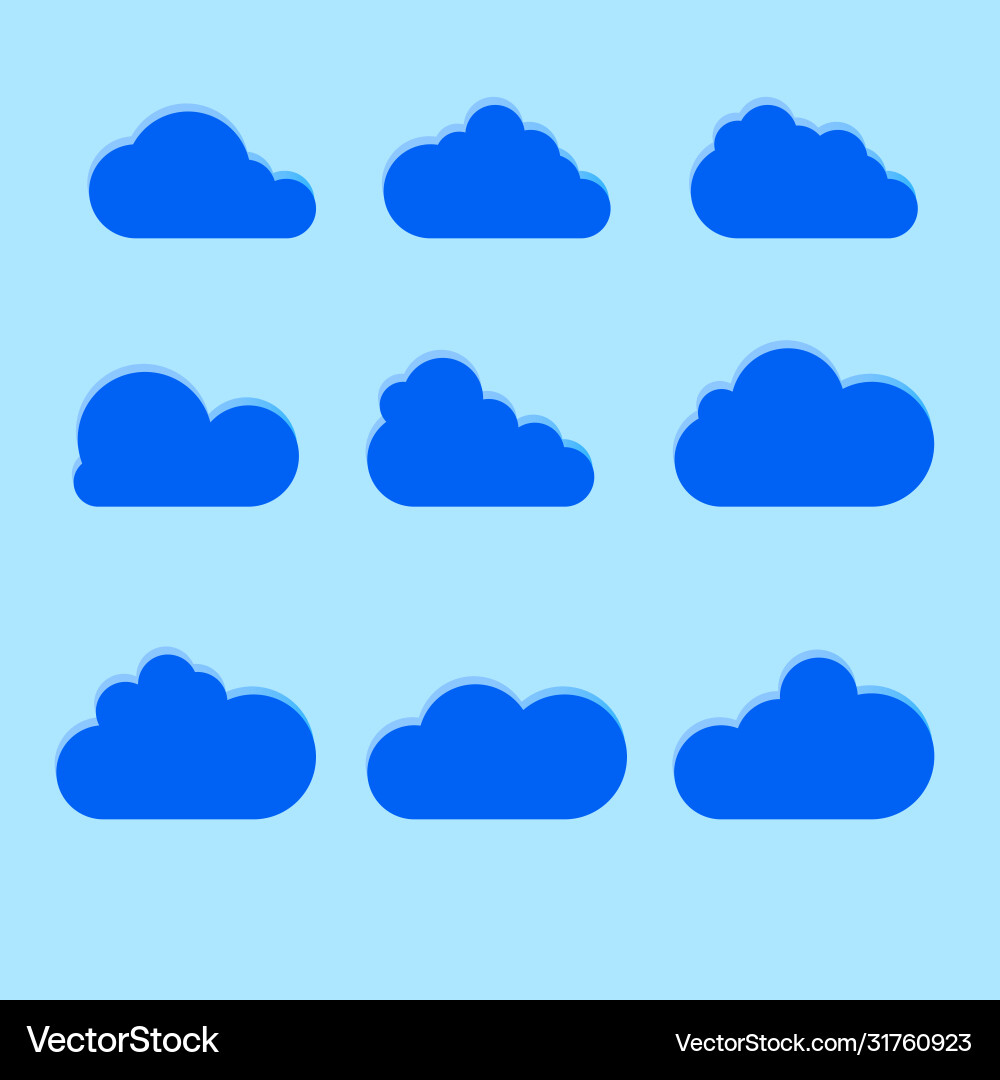 Set cloud icons in trendy flat style isolated Vector Image