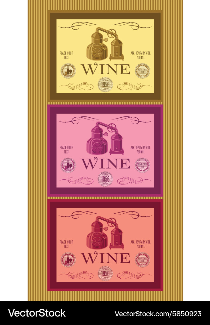 Set of labels for bottles wine or menu Royalty Free Vector