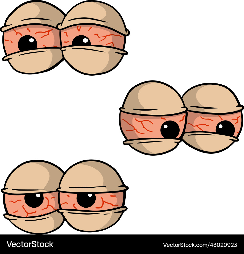 Set of red hand-drawn eyes Royalty Free Vector Image