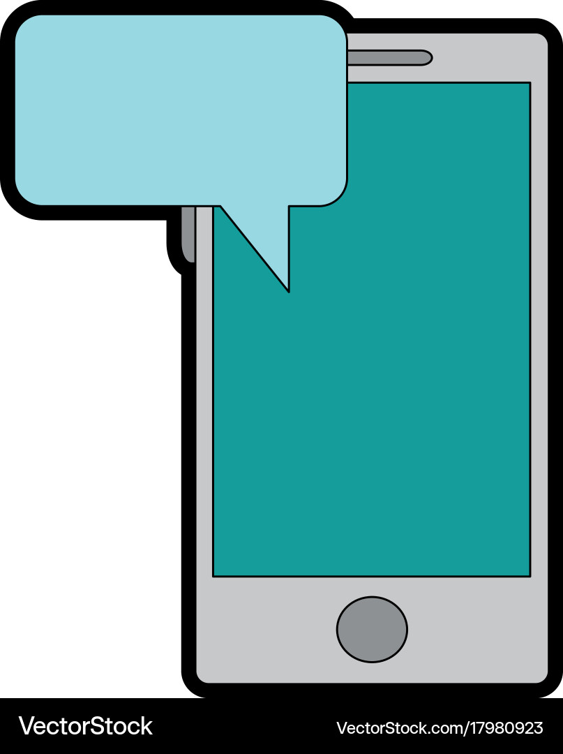 Smartphone device with speech bubble Royalty Free Vector