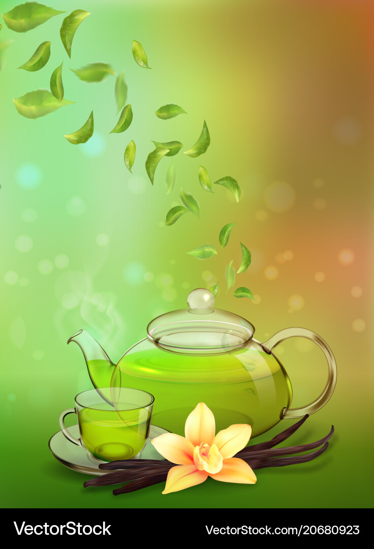 Tea advertising flyer poster or banner template Vector Image
