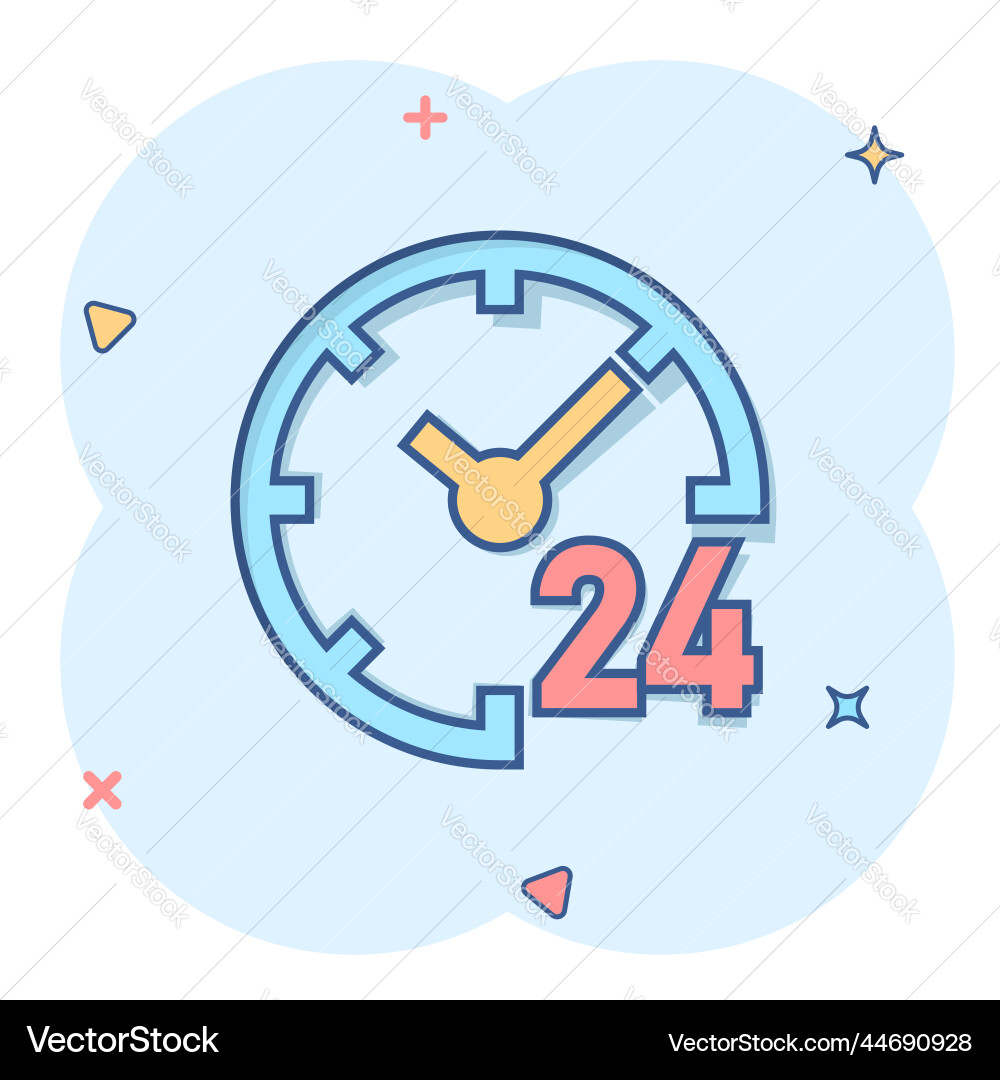 Clock 247 icon in comic style watch cartoon Vector Image