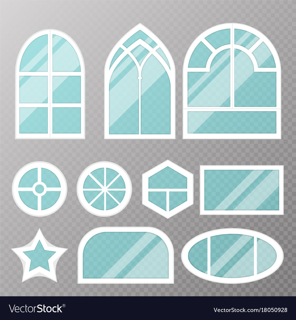 Different types house windows elements flat style Vector Image Different types house windows elements flat style Vector Image
