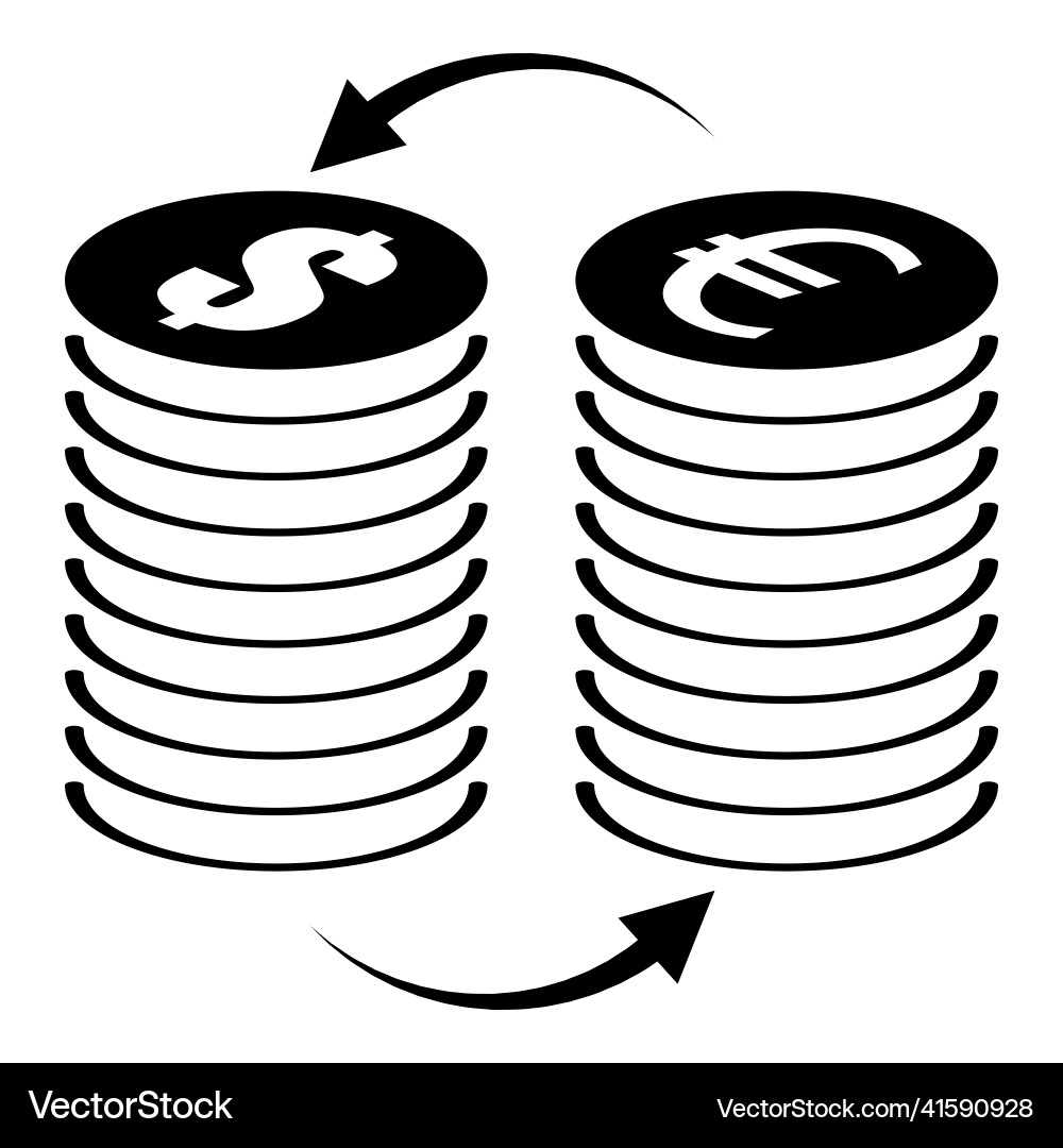 Euro dollar recycling exchange flat icon isolated Vector Image