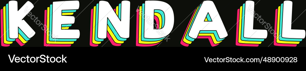 Kendall - retro rainbow typography faded style Vector Image