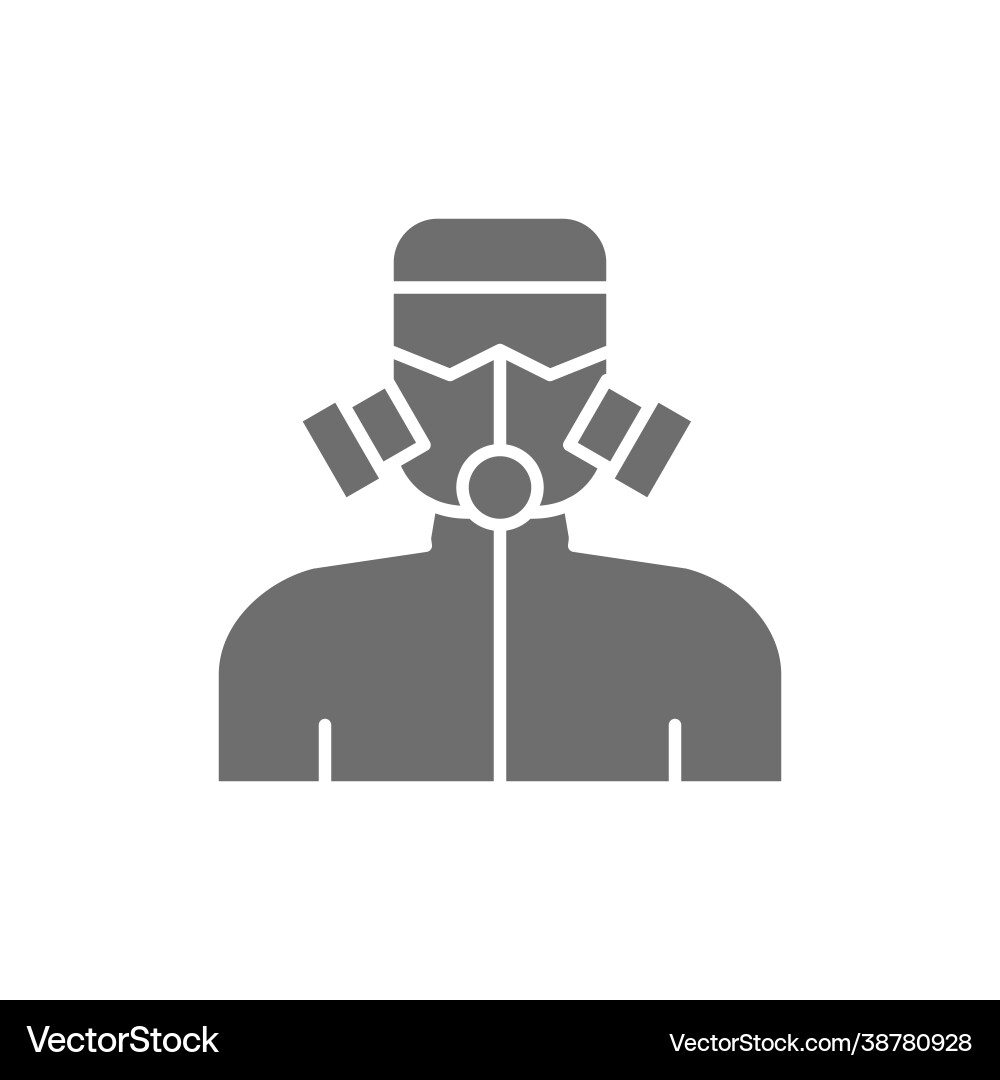 Man in gas mask gray icon Royalty Free Vector Image