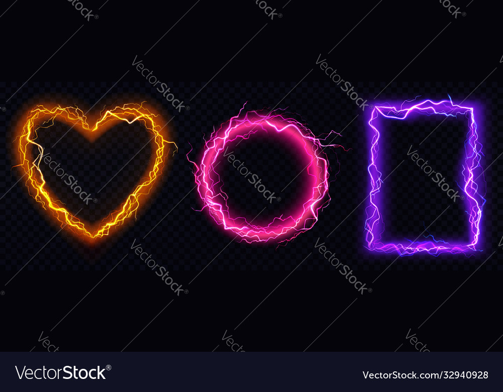 Realistic electric lightning frames Royalty Free Vector