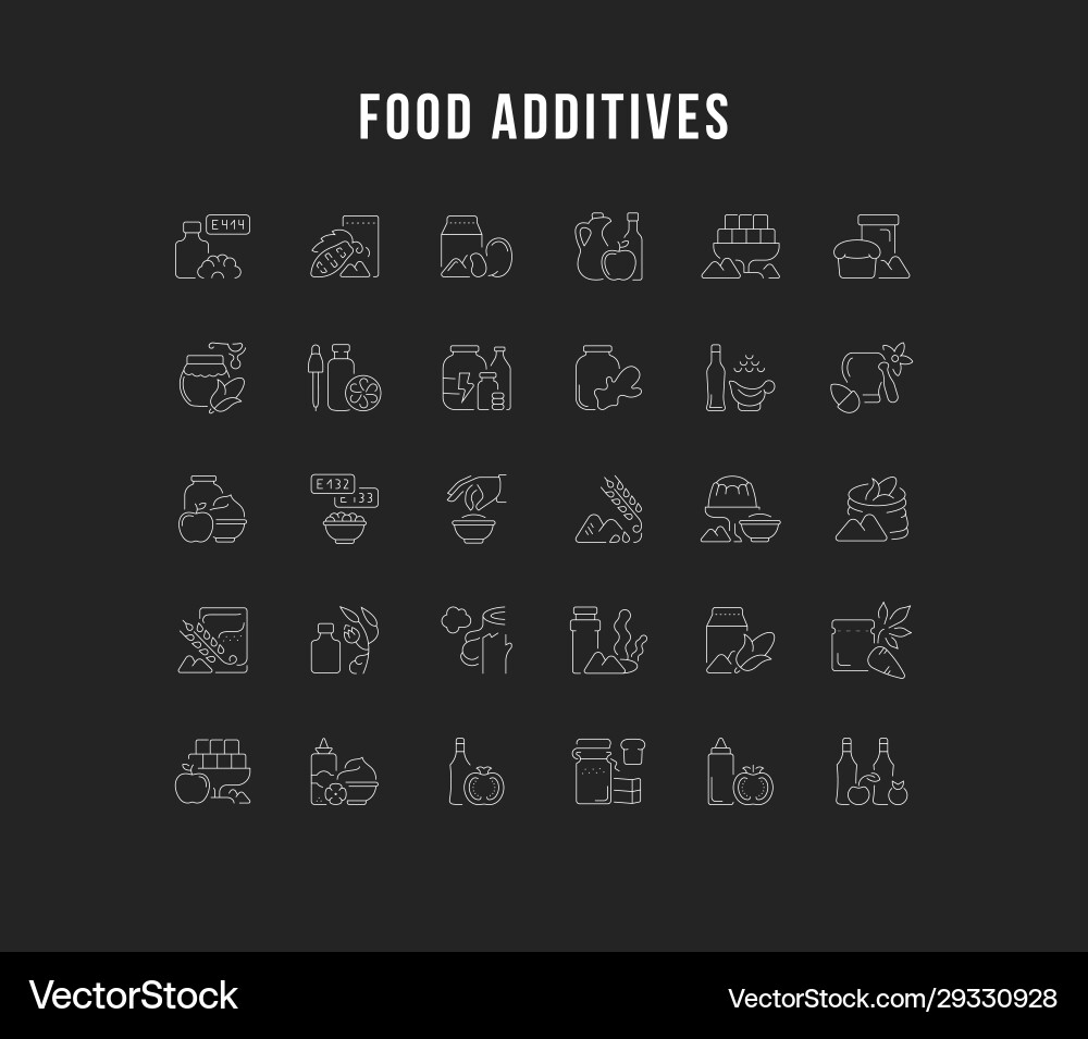 Set line icons food additives Royalty Free Vector Image