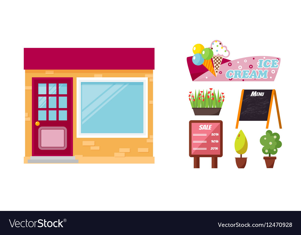 Shop facade elements set Royalty Free Vector Image