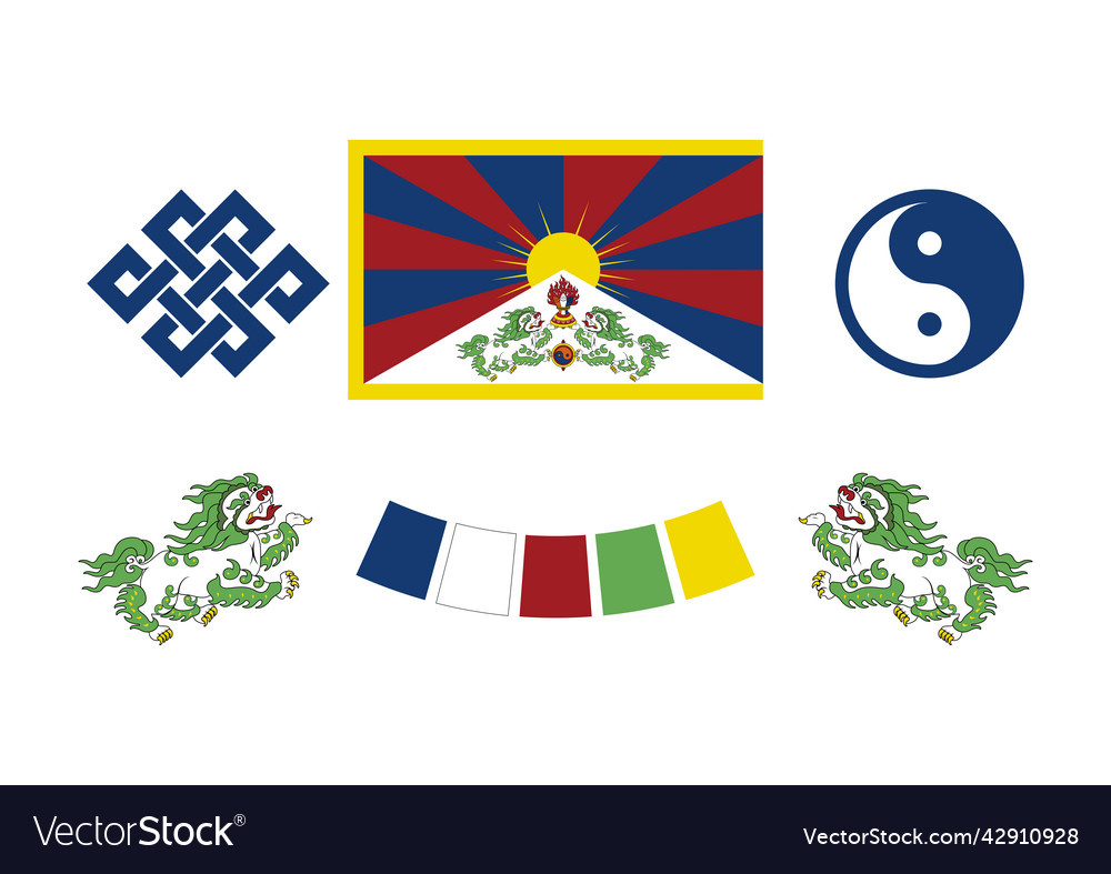 Tibet symbol flag yin yang buddhism endless knot Vector Image