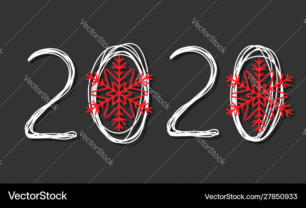 2020 lettering carelessly written numbers Vector Image