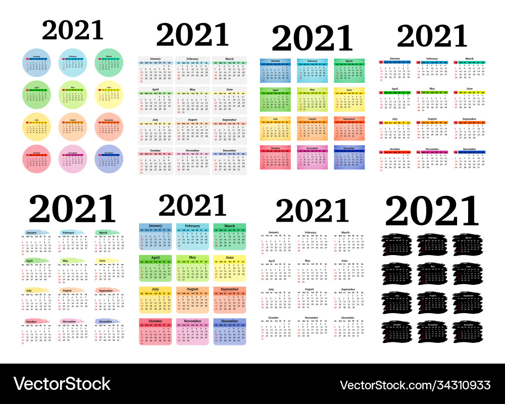Calendar for 2021 isolated on a white background Vector Image