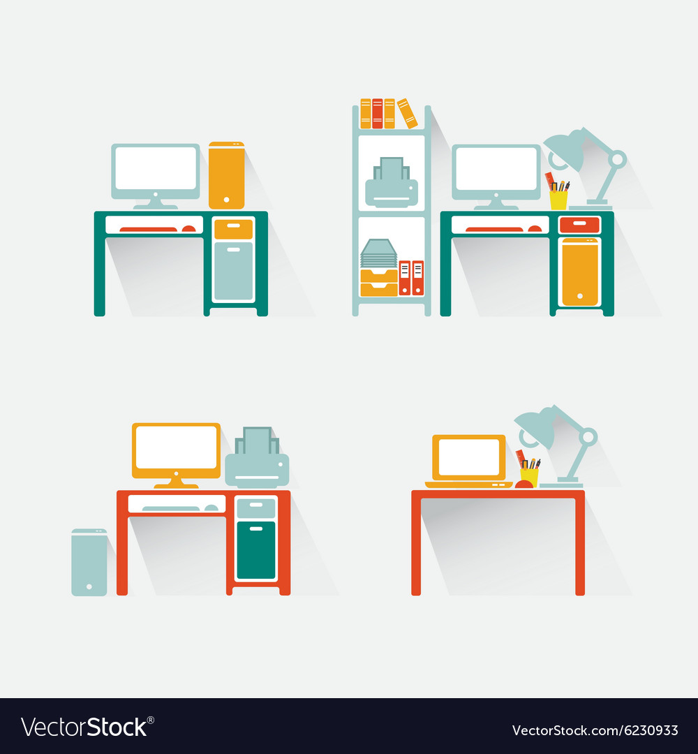 Computer and table design Royalty Free Vector Image