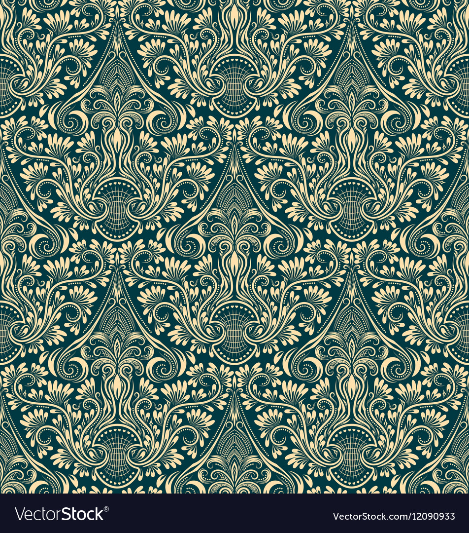 Damask seamless pattern repeating background Vector Image