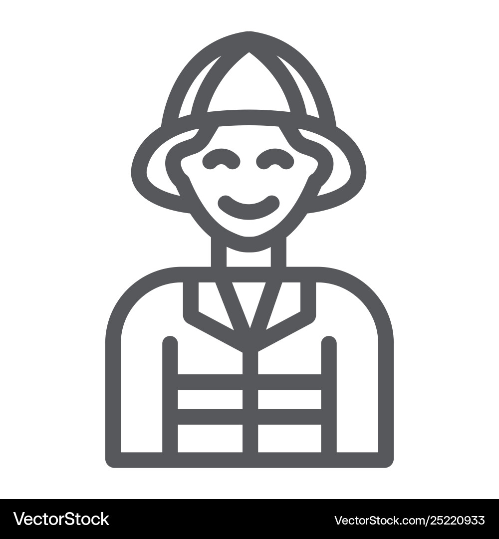 Firefighter line icon fire and person fireman Vector Image