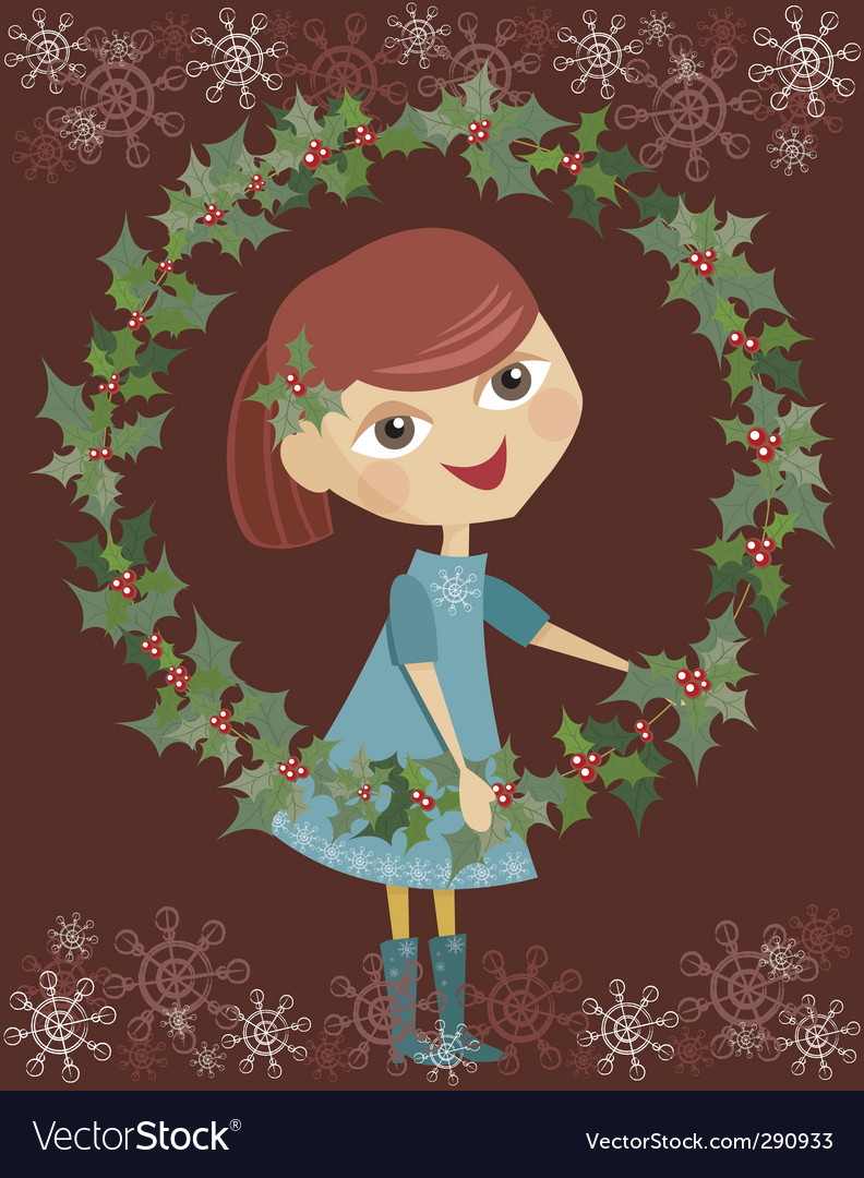 Girl holding wreaths Royalty Free Vector Image