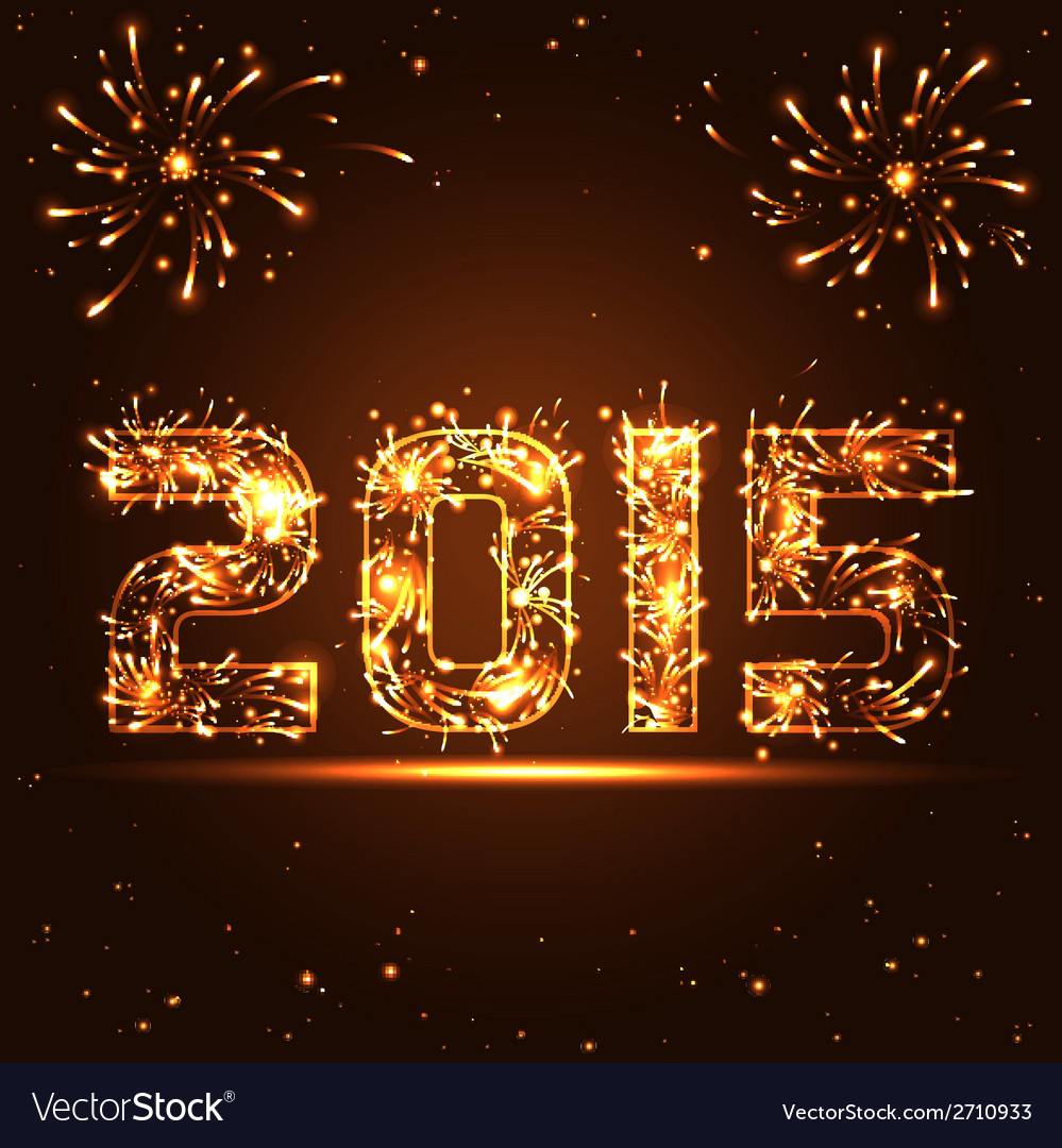 Happy new year - 2015 golden fireworks numbers Vector Image