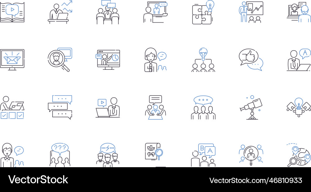 Questioning and retorts line icons collection Vector Image