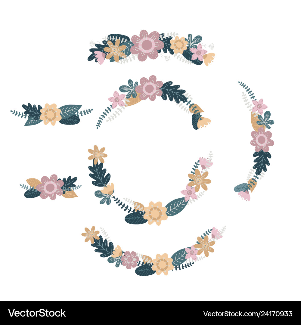 Set of spring flower wreath Royalty Free Vector Image