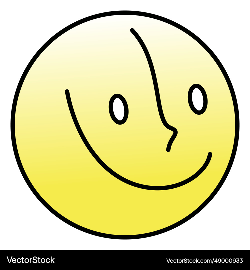 Simple smiling face emoji color stroke Royalty Free Vector