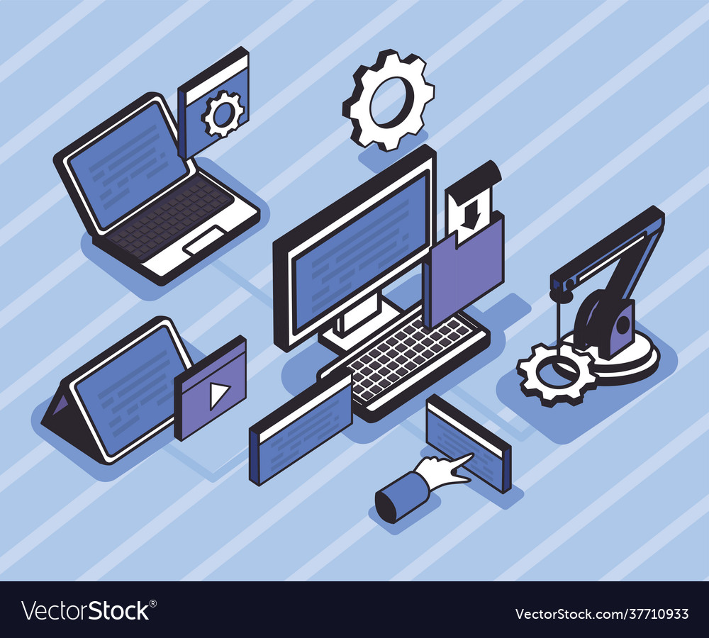Web development symbol group Royalty Free Vector Image