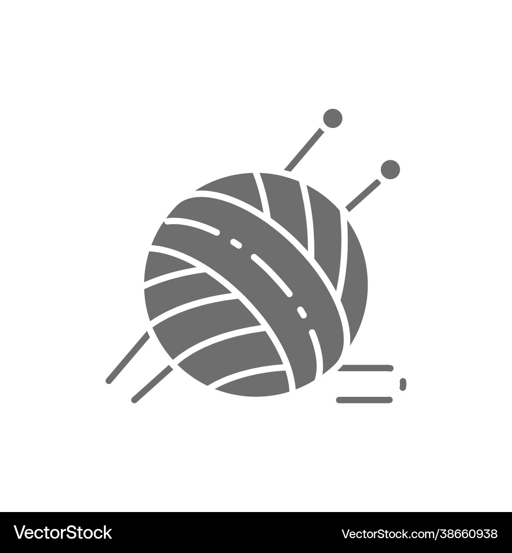 Ball yarn with knitting needles grey icon Vector Image