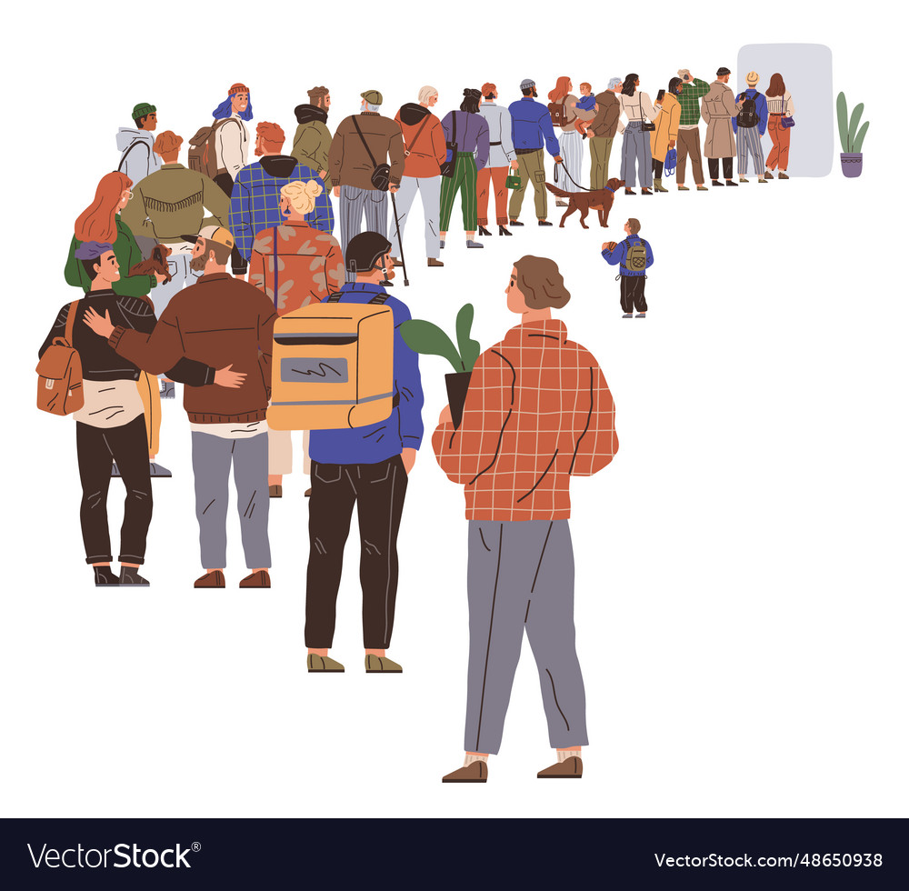 Big queue the crowd was orderly with everyone Vector Image Big queue the crowd was orderly with everyone Vector Image
