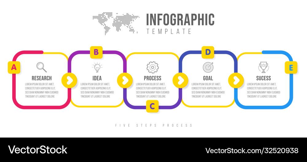 Business infographics template timeline with 5 Vector Image