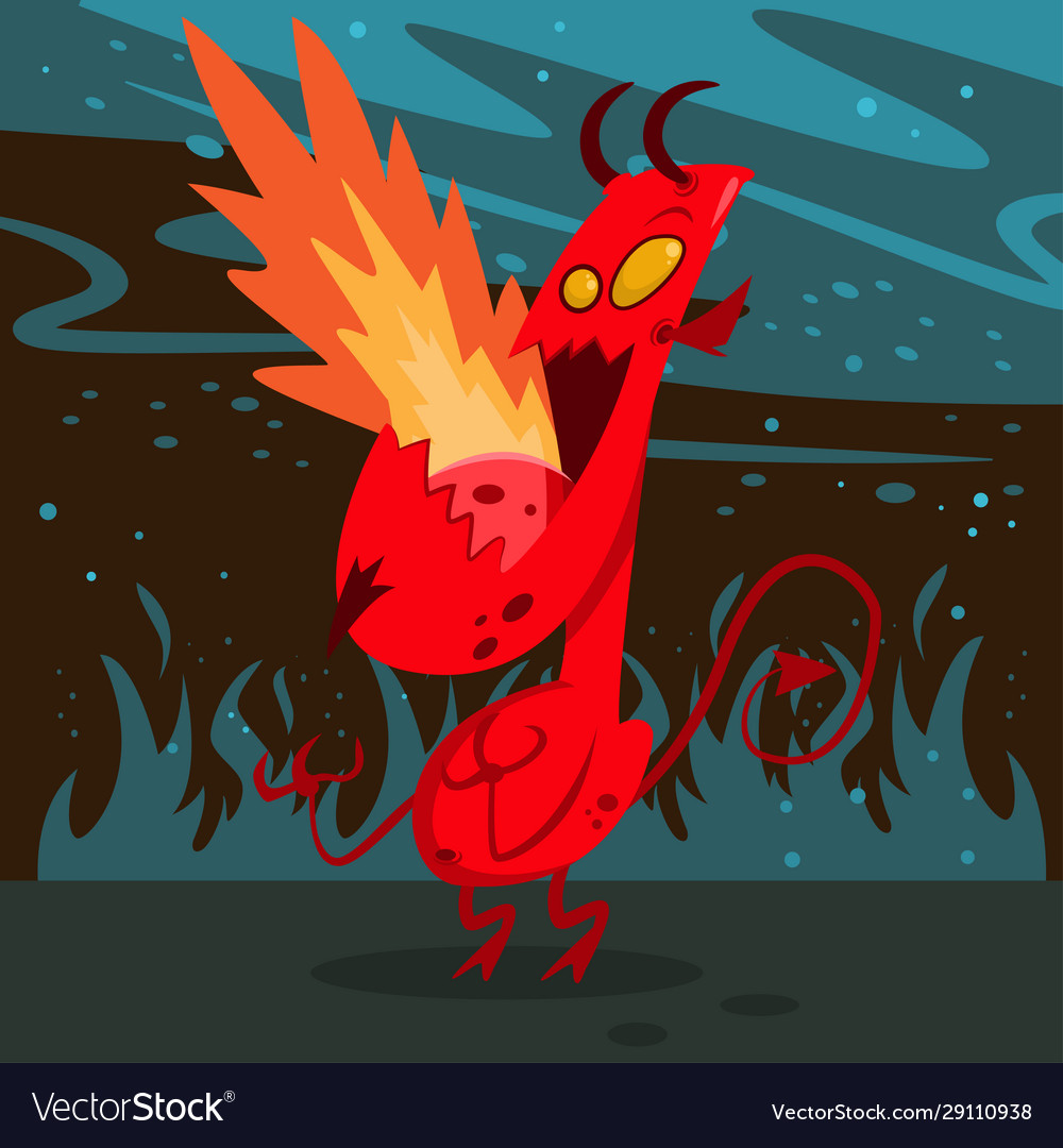 Devil in hell cartoon character Royalty Free Vector Image