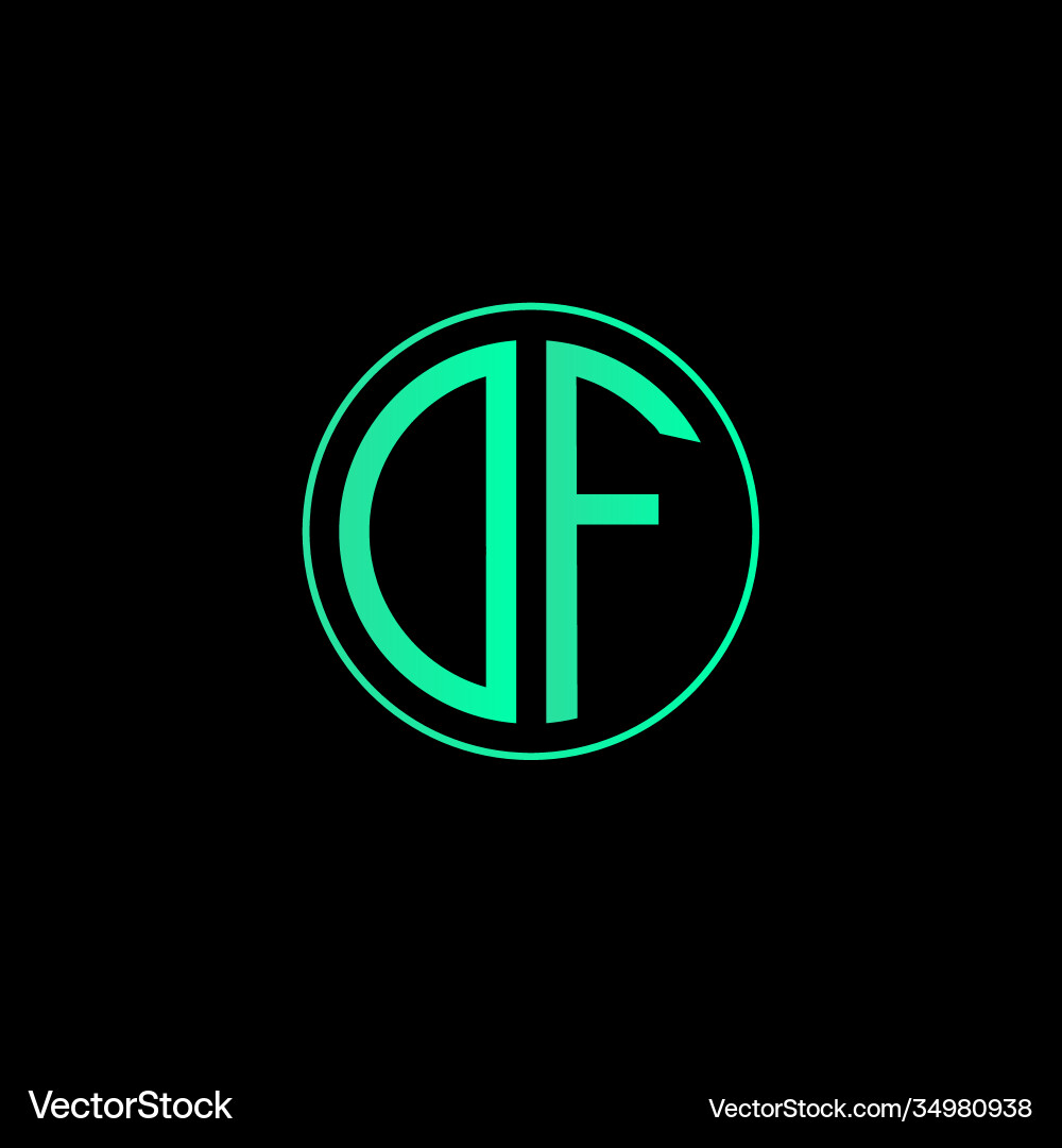 Df monogram letter icon design on black Royalty Free Vector