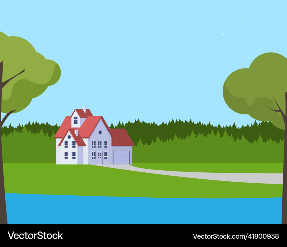 Family home in flat style Royalty Free Vector Image